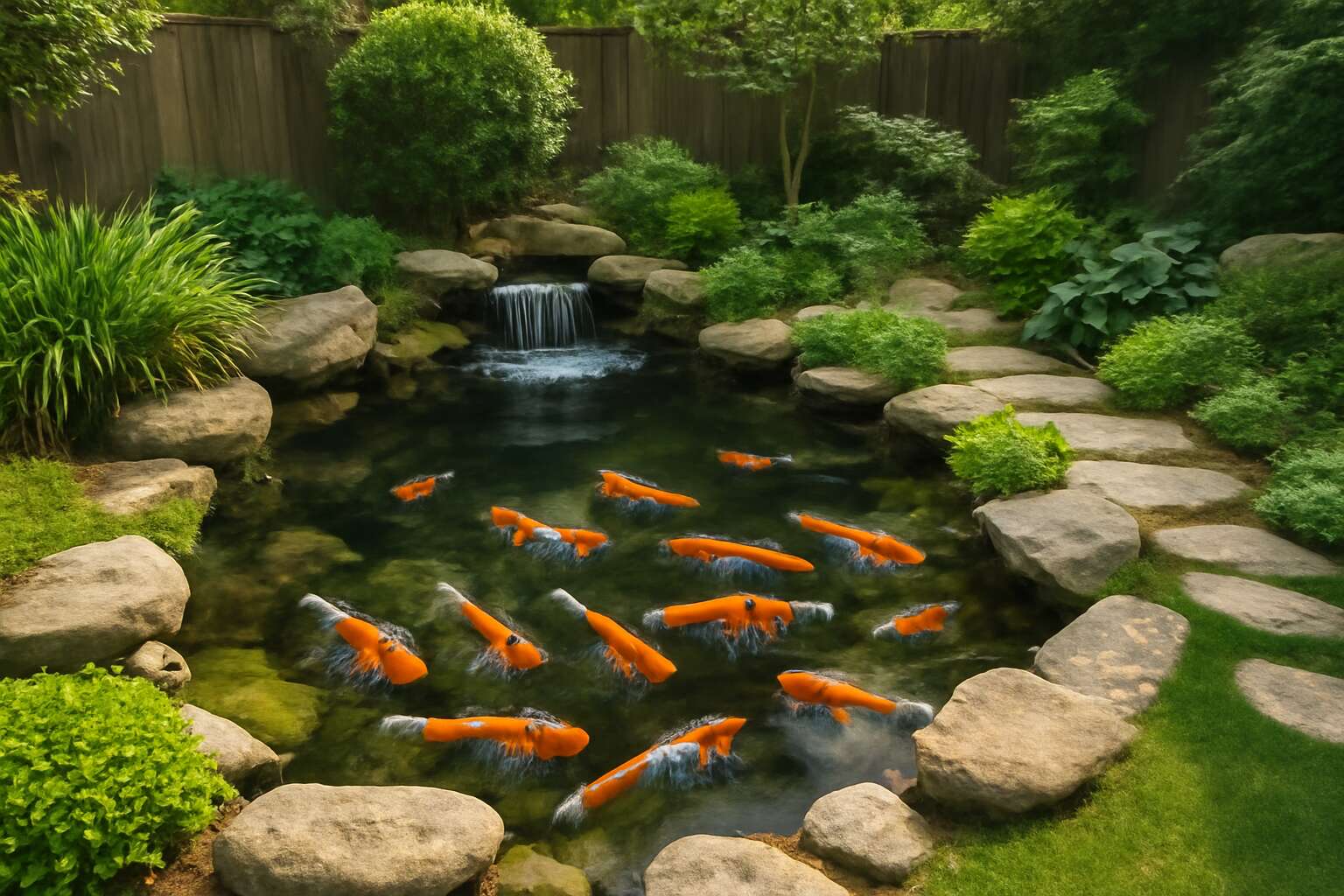 Transform Your Garden Beautifully with a Stunning Koi Pond in Backyard ...