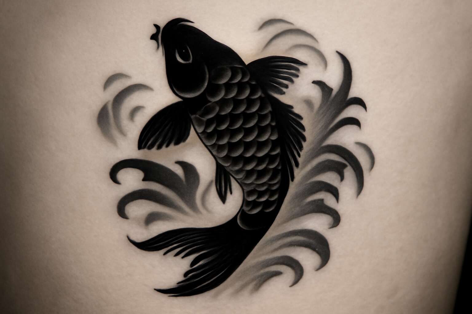 koi fish with shadow tattoo: mystical koi art that glides between light ...